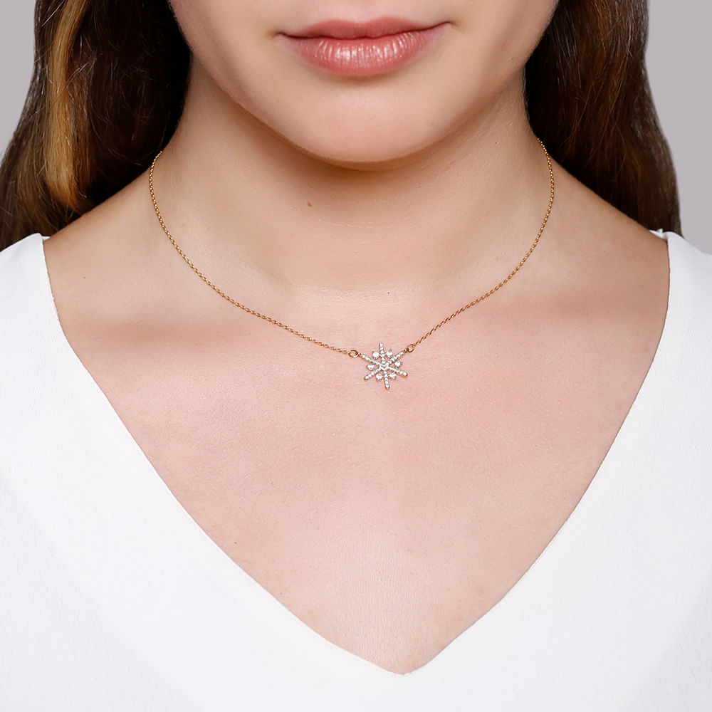 Colar de flor em zircônia | Morana