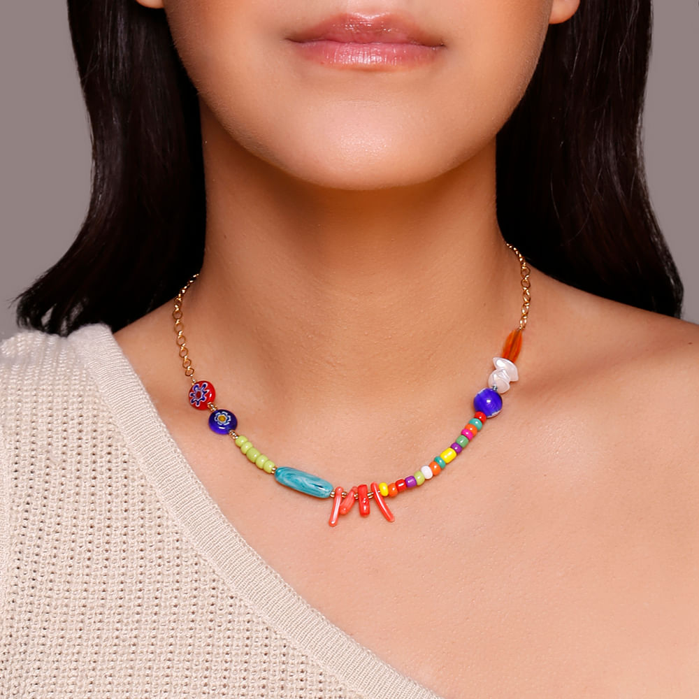 Colar assimétrico multicolorido | Morana