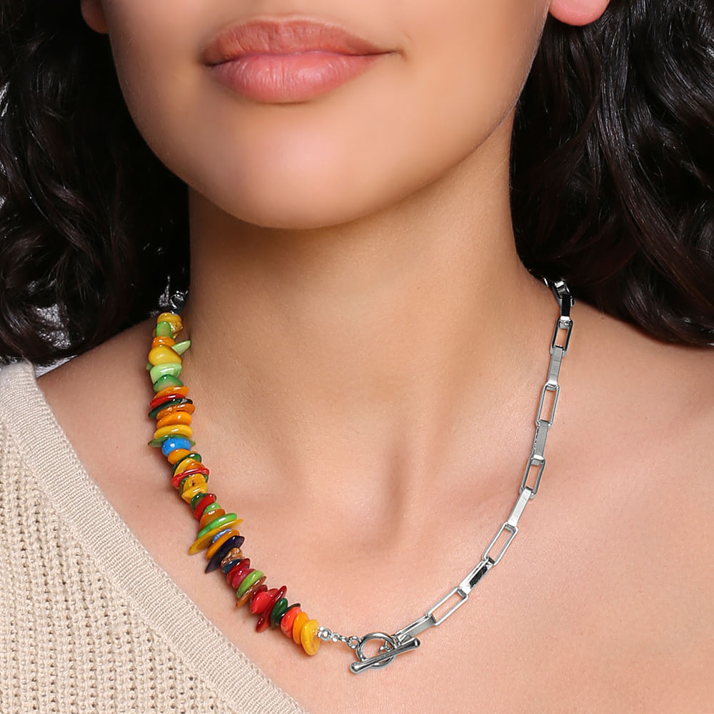 Colar assimétrico com madrepérolas | Morana