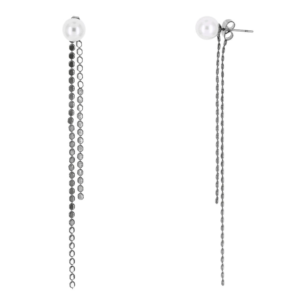 Brinco ear jacket longilíneo com detalhe em pérola | Morana