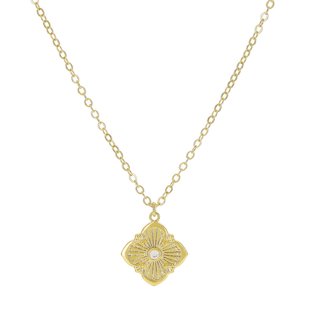 Colar de flor texturizada em zircônia | Morana