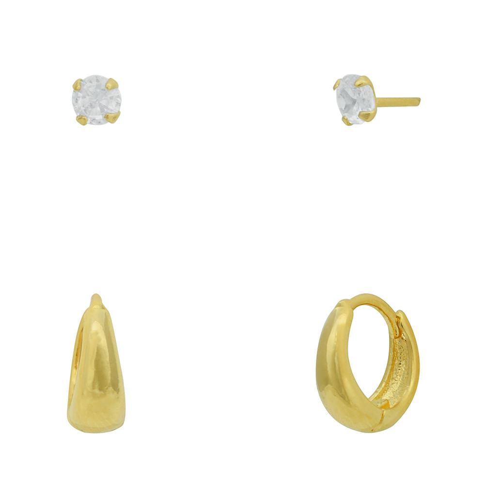 Kit brincos com mini argola | Morana