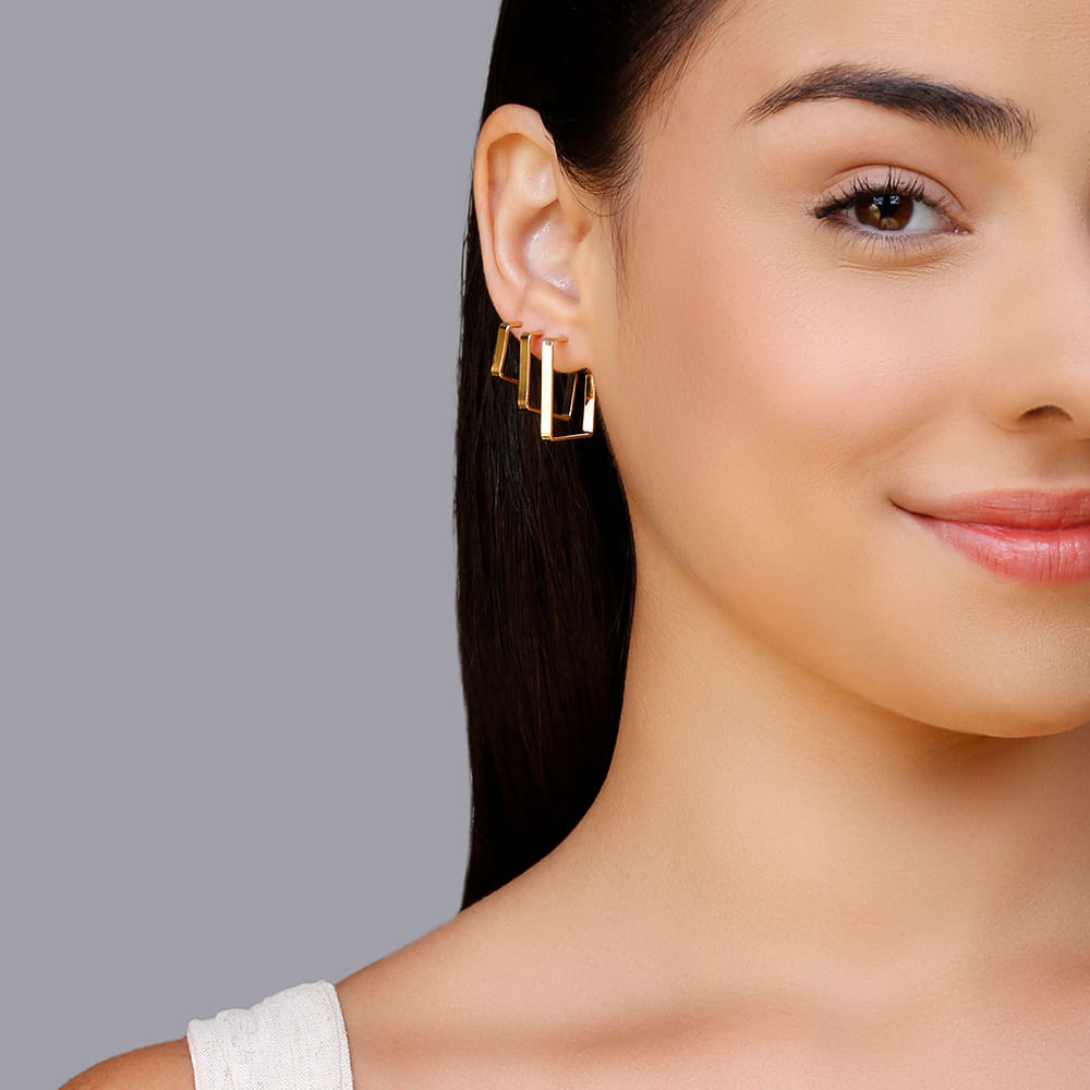 Kit brincos 2° furo argolas quadradas | Morana