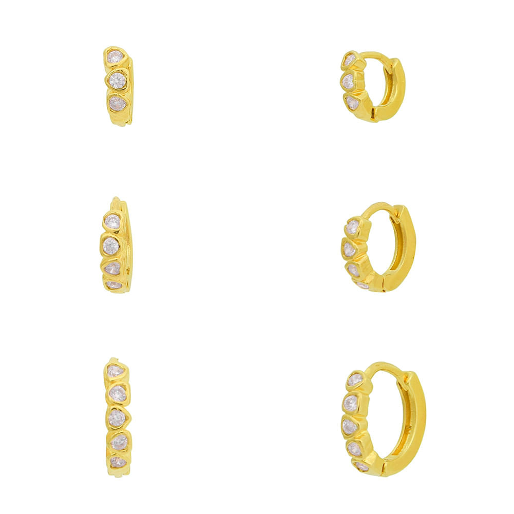 Kit mini argolas de corações |Morana